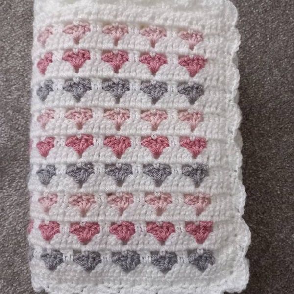 Crochet Baby Heart Blanket Pattern. Valentines Gift Rainbow Heart ...