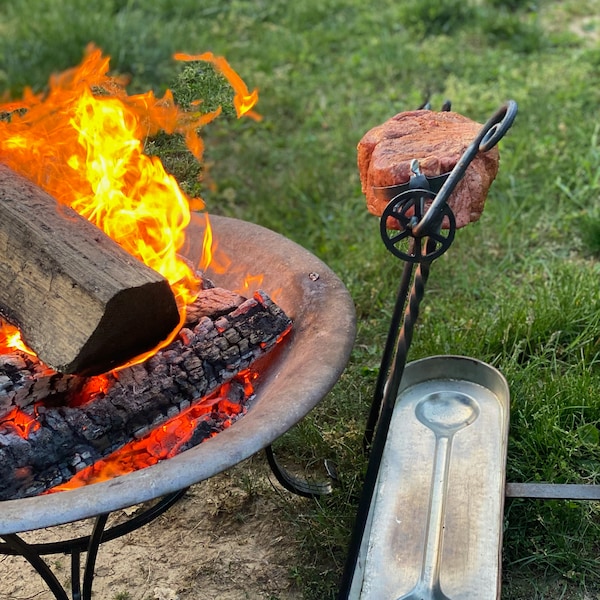 Hand Forged Rotisserie Ground Spit - Etsy