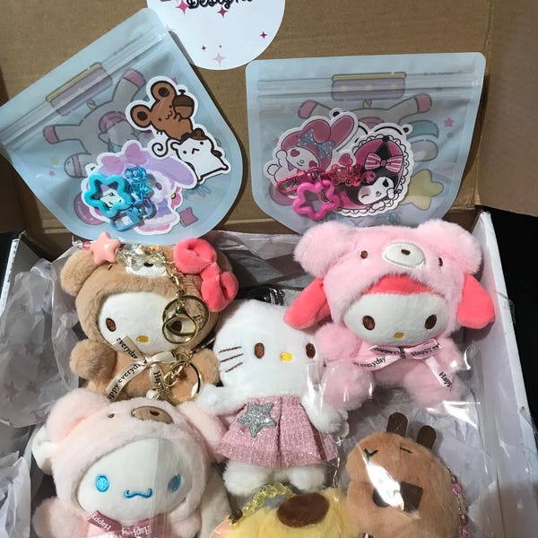 Toast Cat and Sushi Plushie Keychains, Kawaii Plushie Fluffy Keychains ...