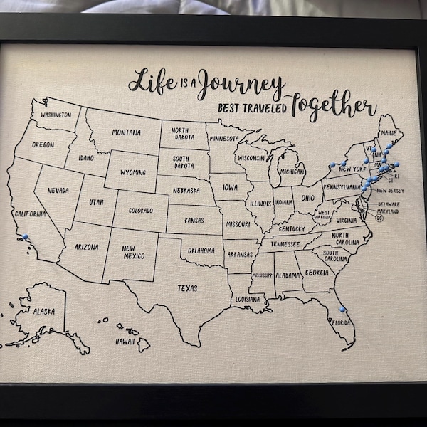Travel Map With Push Pins to Track Travels, USA Push Pin Map, US Wall ...