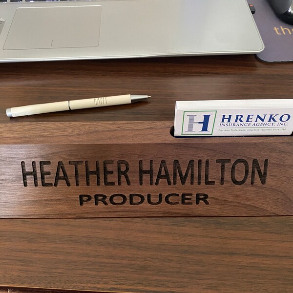Engraved Business Card Holder, Desk Name Plate, Custom Name Sign ...