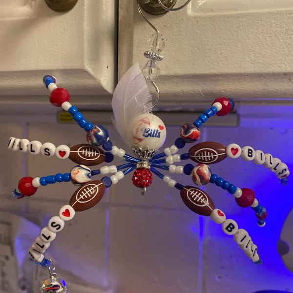 Kansas City Chiefs Beads, Abstract Art Bead, Painted Wood Beads, Sports ...