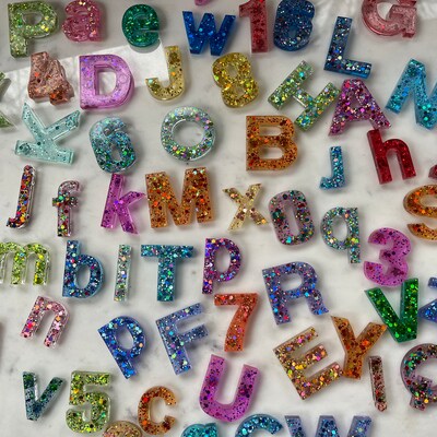 Uppercase ONLY Multicolored Glitter Resin Alphabet - Etsy