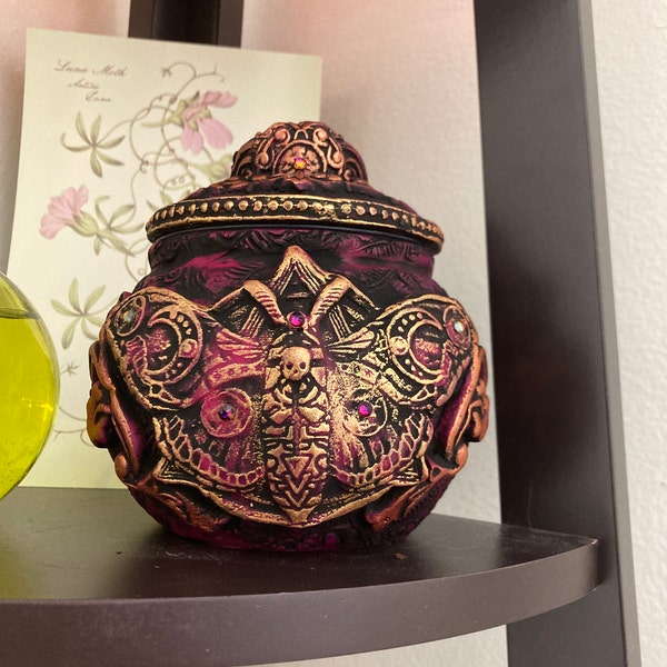 Deathshead Moth Apothecary Jar Potion Bottle / Gothic Home Decor Wiccan ...