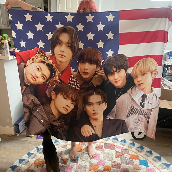 Riize Members Flag Banner, Riize Group Photo American Flag Tapestry ...