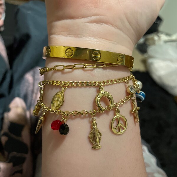 18k Gold Filled Luck Charms Bracelet Protection, Good Luck, Money ...