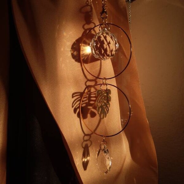 Bangle Sun Catcher Hanging Gold Crystal Prism Sun Window Hanger Spiral ...