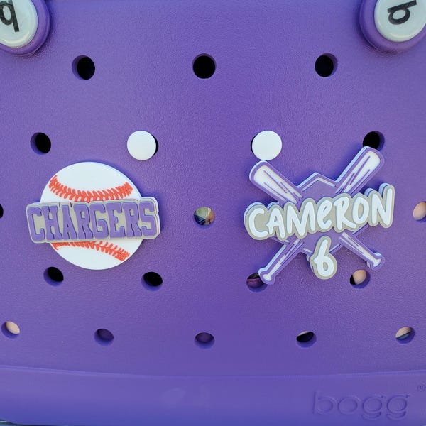 Personalized Custom Baseball or Softball Bogg Bag Charm. Match Your ...