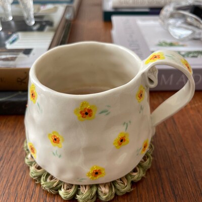 Dainty Flower Mug Handmade Ceramic Hand Painted - Etsy