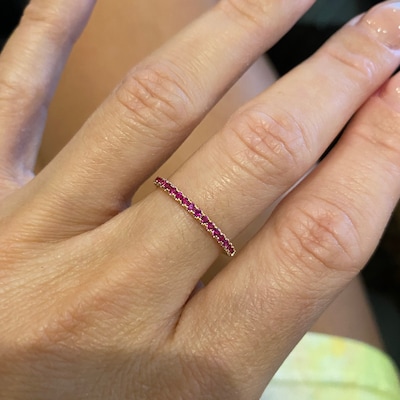 Ruby Pave Eternity Band Ruby Half Eternity Band 1.8mm Ruby - Etsy