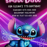 Stitch Birthday Party Invitation, Pink Stitch Birthday Template ...