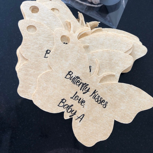 Pink Butterfly Tags - Custom Light Pink Wedding Favor Tags - Butterfly ...