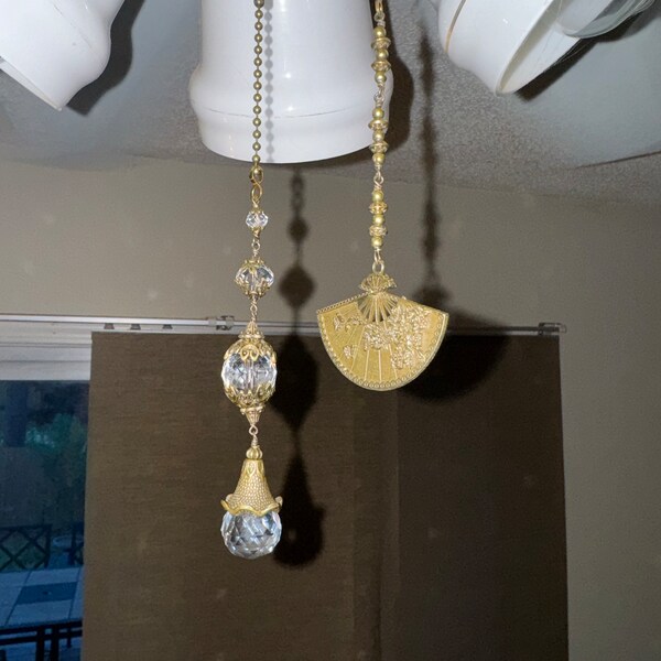 Set of Two, Clear Crystal Ceiling Fan Pulls, Crystal Light Pulls ...