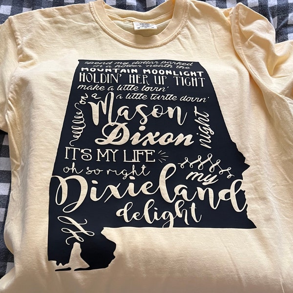 Dixieland Delight, Inspired by Alabama, Alabama State Outline, AL ...