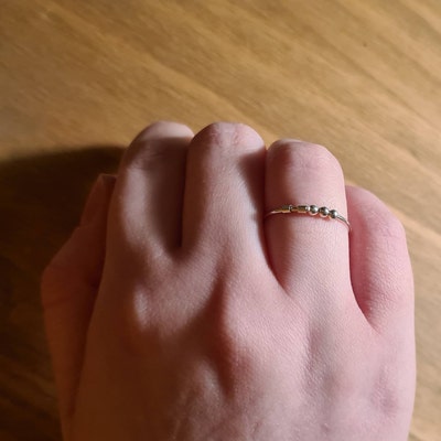 Fidget Ring W Morse Code Initial Ring Anxiety Ring Stainless Steel/sterling Silver Thumb Ring ...