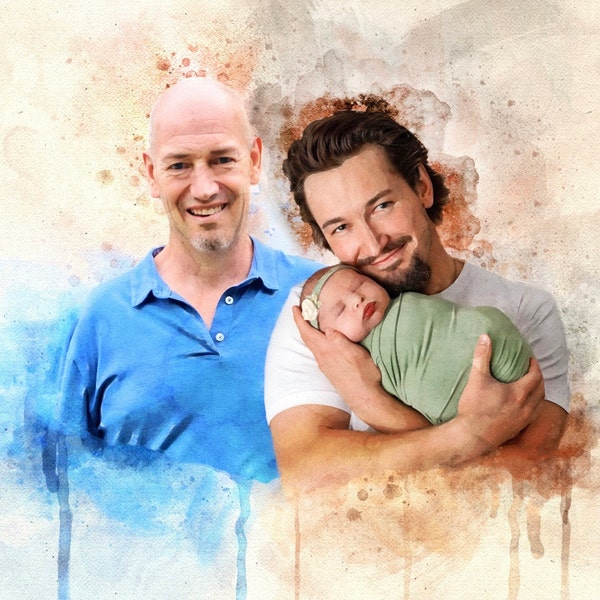 Painted Family Portrait, Loss of Father Gift for Daughter, Memorial ...