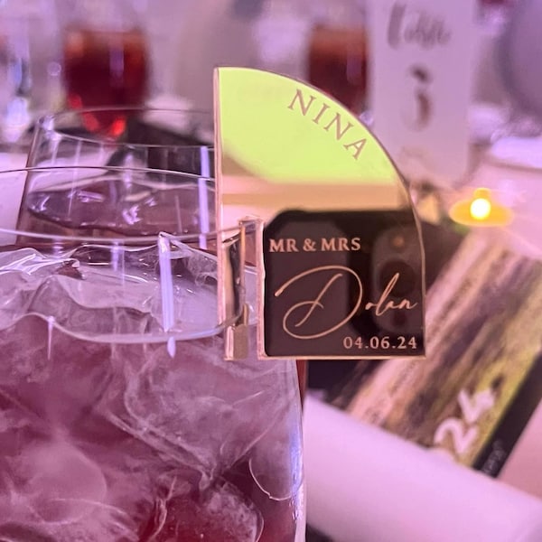 Wedding Favour Name Tags Wine Charm Wedding Table Decor Cocktail ...