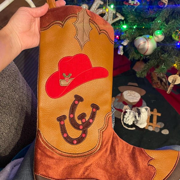 Custom Cowboy Boots Christmas Stockings Country Western Personalized ...