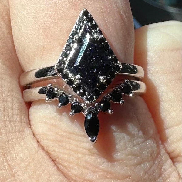 Galaxy Sandstone Ring- Starry Night Engagement Ring- Great Rift Nebula ...