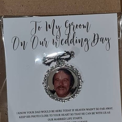Personalised Memorial Photo Bow Charm Pin/gift for Groom/him/heaven ...
