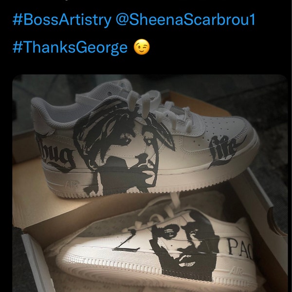 Hand Painted 2pac Shakur Rapper Trapstar Thug Life Custom Sneakers ...