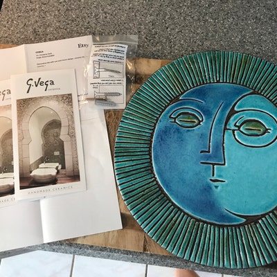 Decorative Tile With Sun&moon Design for Bathroom Wall Decor, Ceramic ...