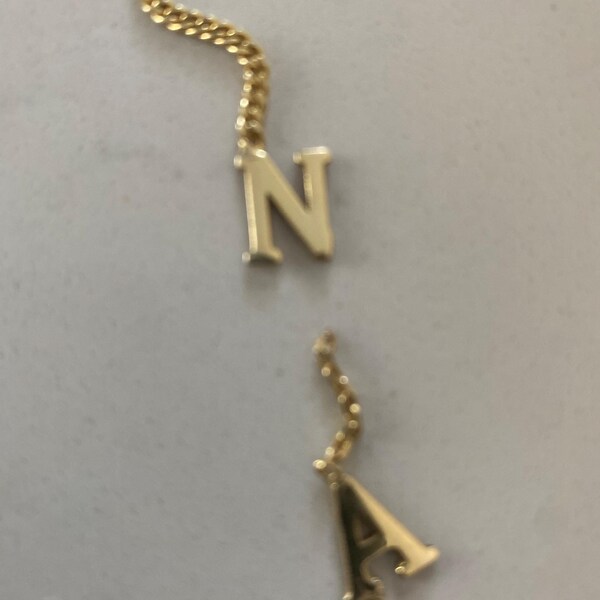 Gold Plated Lariat Name Necklace With Curb Chain, Y Necklace ...