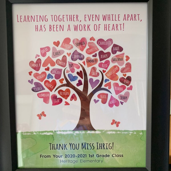 CUSTOM Teacher Heart Tree Printable - Personalized Teacher Appreciation ...