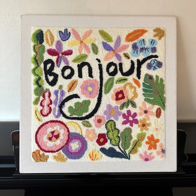 Digital Punch Needle Pattern Bonjour - Etsy