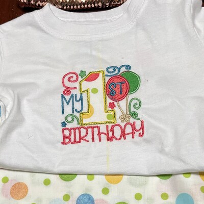 My 1st Birthday Applique Digital Machine Embroidery Design 4 Sizes ...