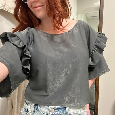 Drop Shoulder Ruffle Sleeve Top Sewing Pattern - Etsy