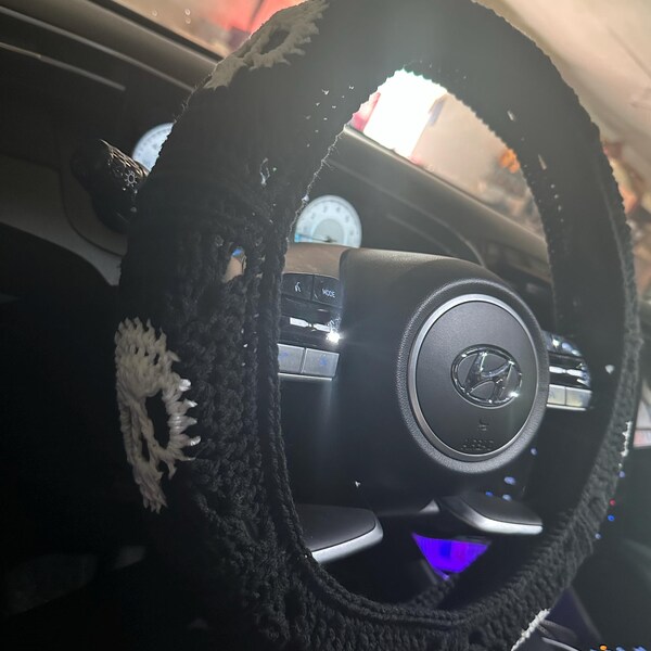 Black Glow-in-the-dark Skull Steering Wheel Cover (custom Colors Upon ...