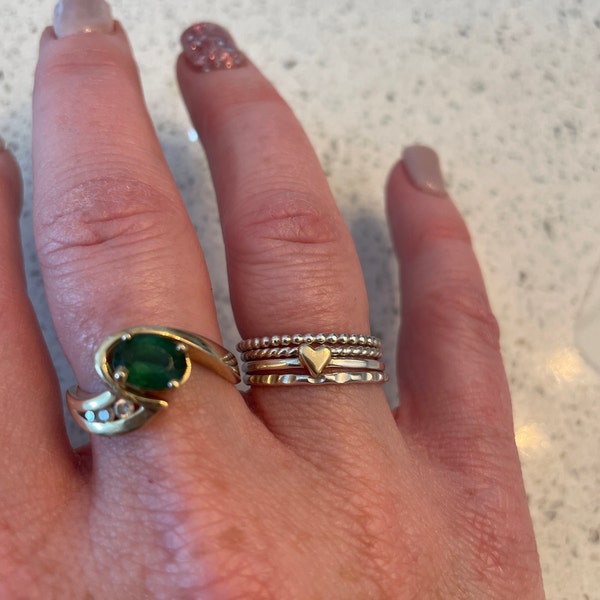 Sweet Heart Ring, Stackable Heart Ring, Dainty Solid Gold Heart or ...