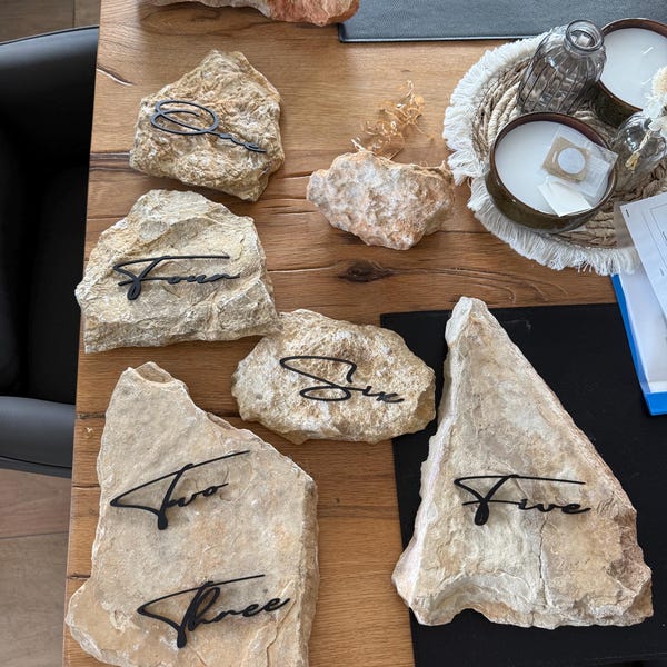 Travertine Stone Table Number Wording | Table Number Wording Only ...