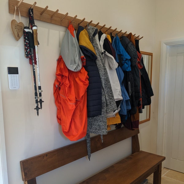 Solid Oak Peg Rail - Handmade Oak Coat Rack - Etsy