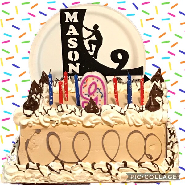 BOY OR GIRL Custom Warped Wall Cake Topper, Rock Climbing Party ...