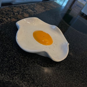 BIG Fried Egg Spoon Rest Handmade Ceramic Kitchen Accessories 7 Wide - Etsy