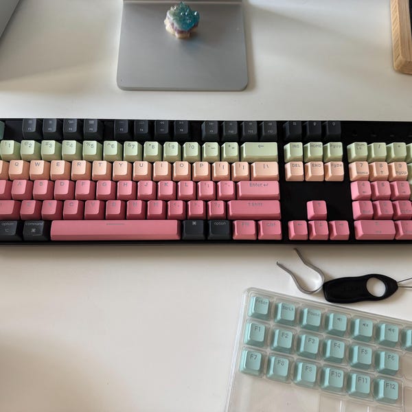 Gradient Pastel Keycap Set, OEM Profile, Shine-through, PBT, Cherry MX ...