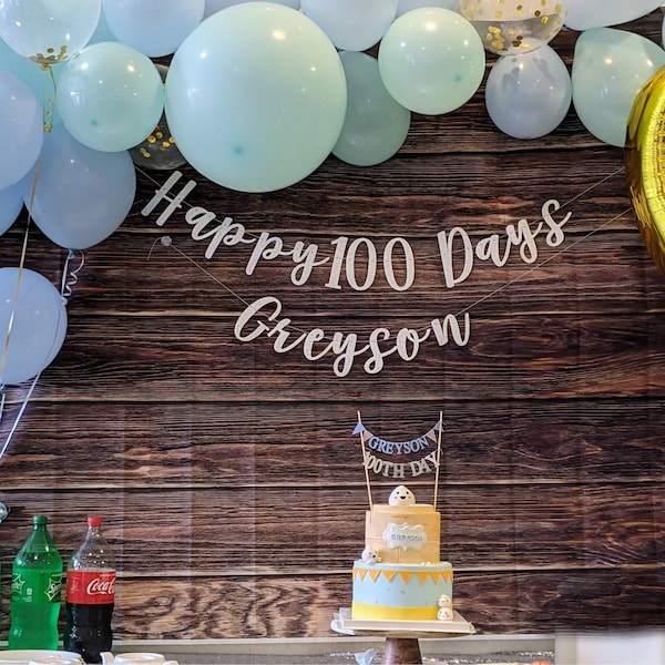Happy 100 Days Banner, 100 Days Banner, Korean Birthday Banner, 100 ...
