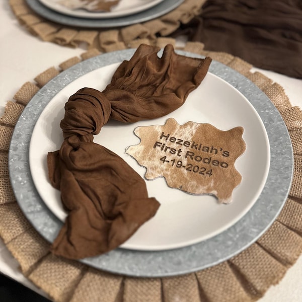 Cowhide Wedding Favors for Guests Real Cowhide Coasters Brown and White ...