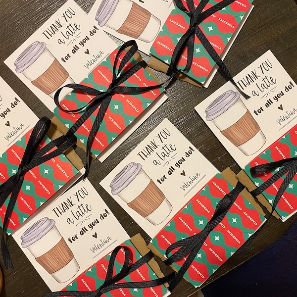 Thanks a Latte for All That You Do Gift Card Holder Cards for Teachers ...