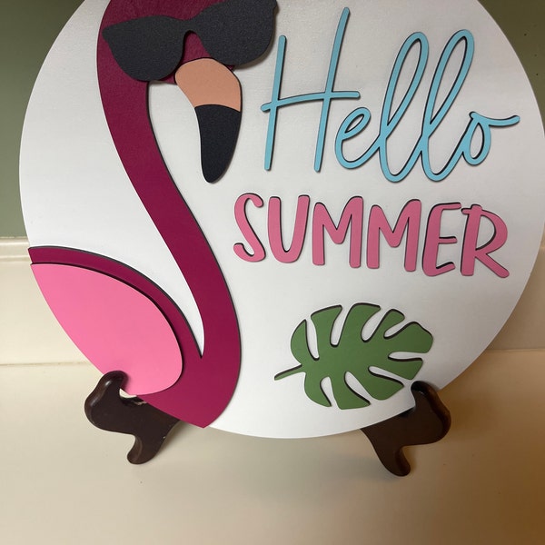 Hello Summer Table Sign / Shelf Sitter / Tiered Tray Decor / Wooden 3D ...