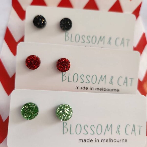 Tiny Glitter Dots Glitter Stud Earrings Colourful Glitter Studs Rainbow Glitter Studs Silver ...