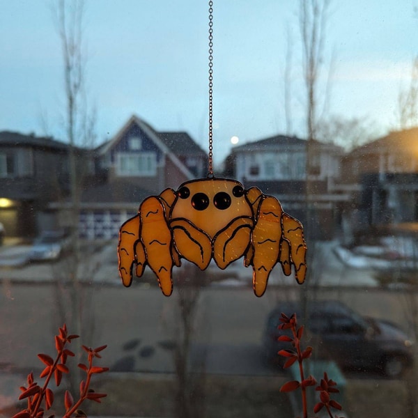 Jumping Spider Window Hanging Stained Glass. Funny Suncatcher Arachnid ...