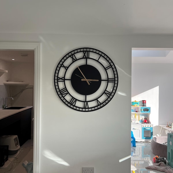 Unique Latin Numeral Compass Metal Wall Clock, Extra Large Modern ...