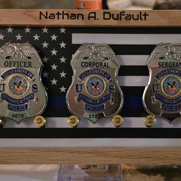 Police Flag Badge Display to Showcase on the Wall or Desk. Perfect Gift ...