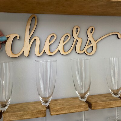 Script Cheers Wood Sign-wood Sign Art, Wooden Cheers, Cheers Sign ...