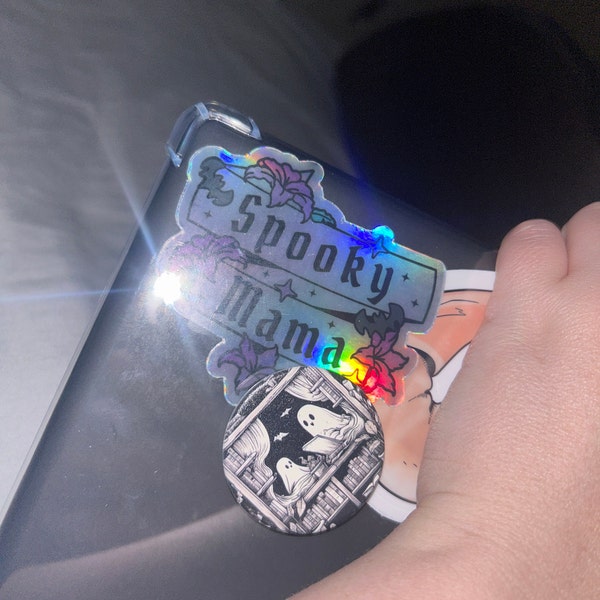 Spooky Mama Holographic Vinyl Sticker, Decals, Spooky Sticker, Witch ...