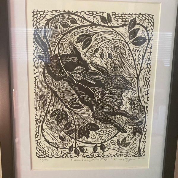 The River Ballet Linocut in Blue,otter Linocut,kingfisher Linocut ...