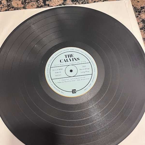 Custom Label for 12 Inch Vinyl Record, Bold Text Personalized Matte ...